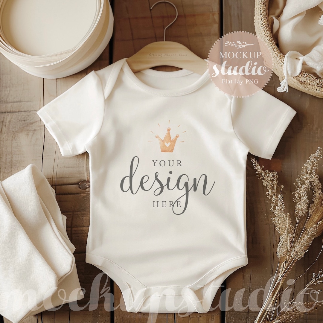 Natural Color Baby Bodysuit MOCKUP, Rabbit Skins 4400 Style Infant ...