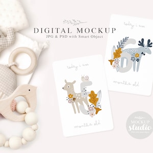 Milestone Card Mockup, PSD Smart Object Cards Mockup, Baby Mockup ...