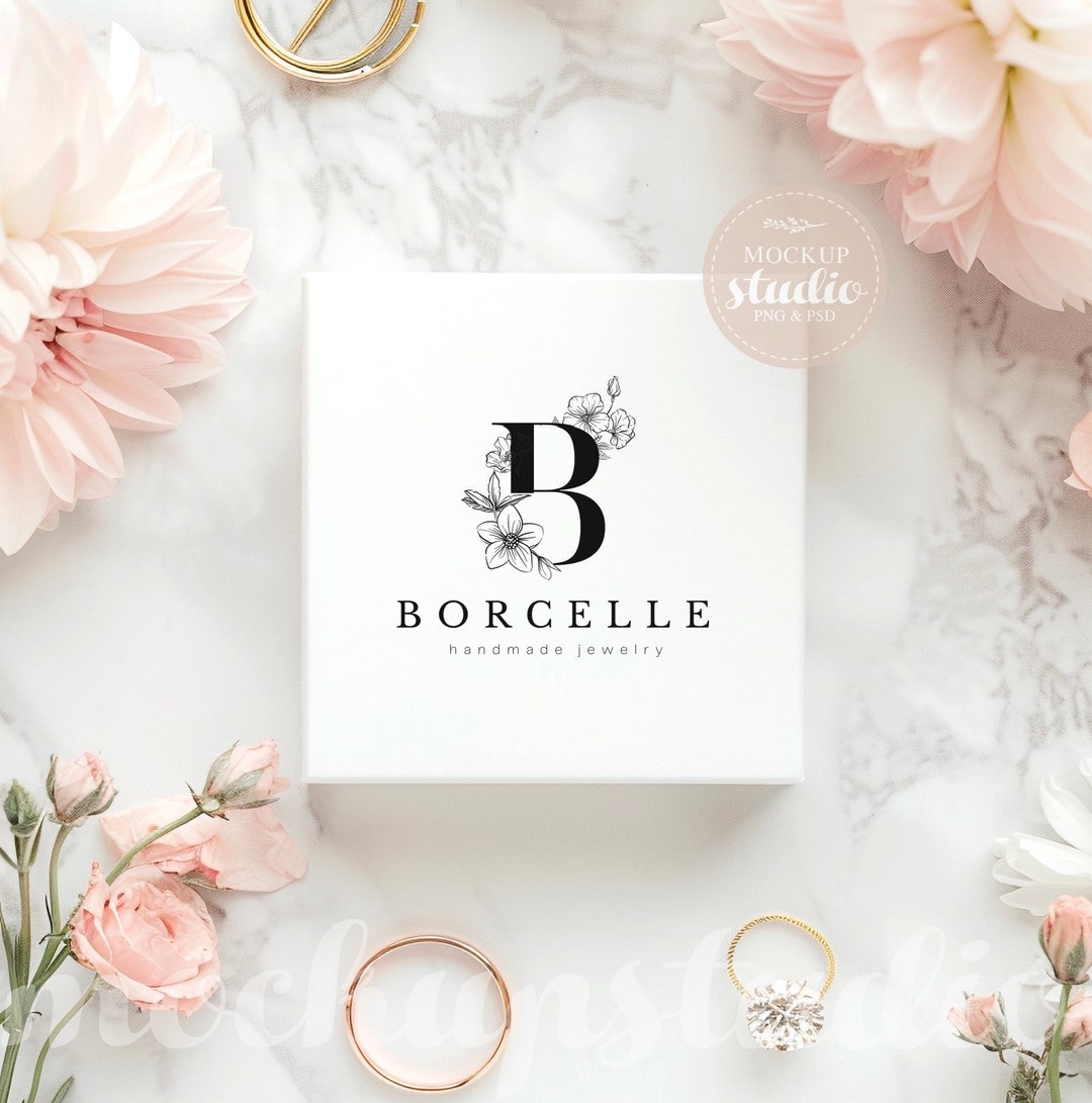 Square Jewelry Box Mockup | White Gift Box, Editable PSD Template - Etsy