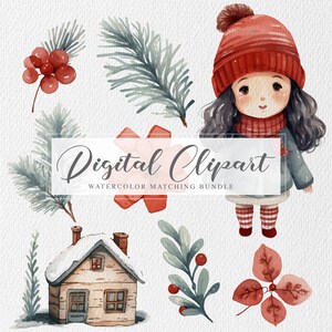 Christmas Watecolor Clipart, Festive Boho Clipart, Free Commercial Use ...