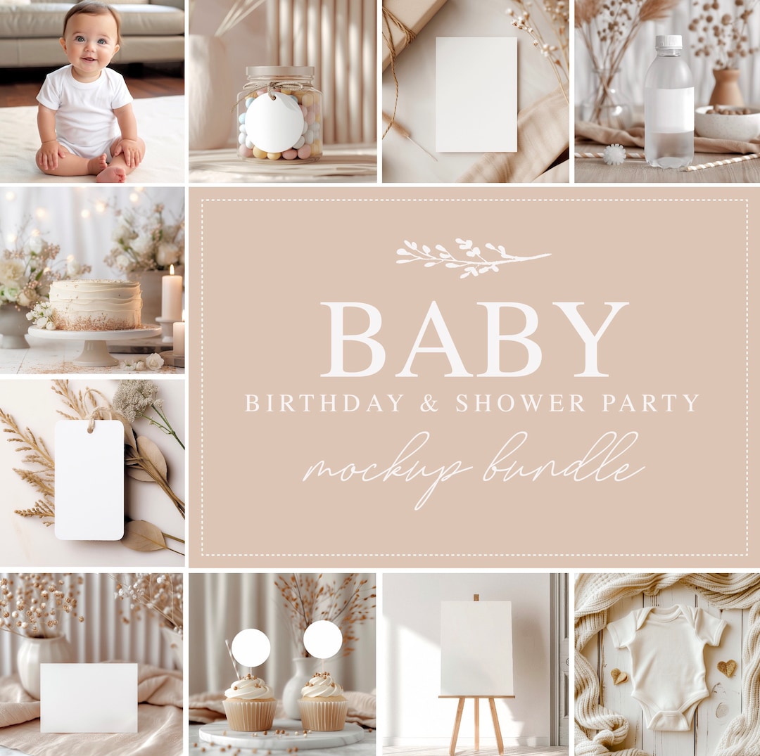 Baby Shower Mockup Bundle, Birthday Party Scene Creator, Digital ...