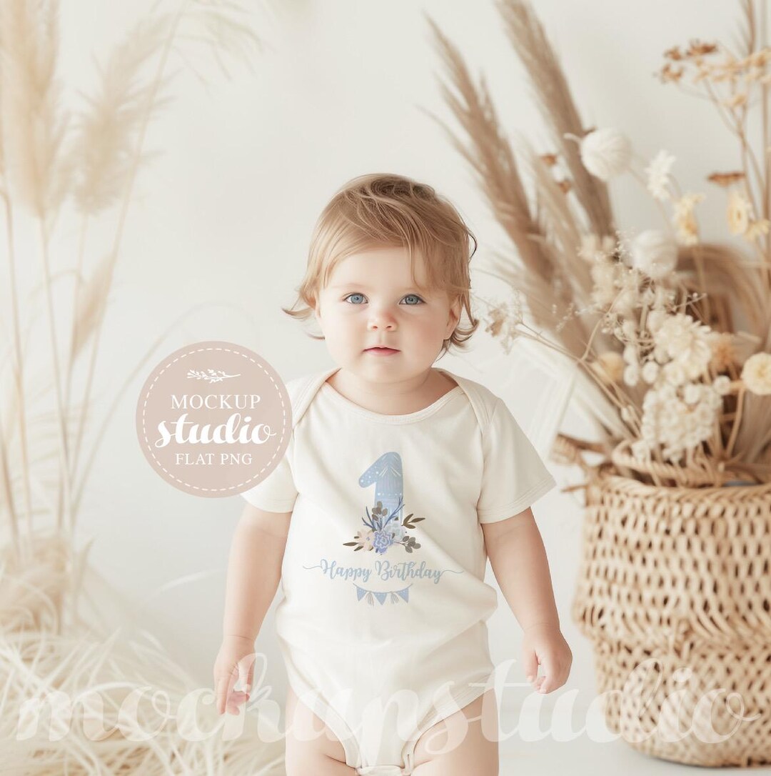 Natural Color Baby Boy Onesie MOCKUP, Rabbit Skins 4400 Style Infant ...