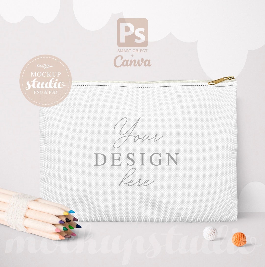 Customizable Kids Pencil Case MOCKUP, Zipper Pouch PSD Digital Mockup ...