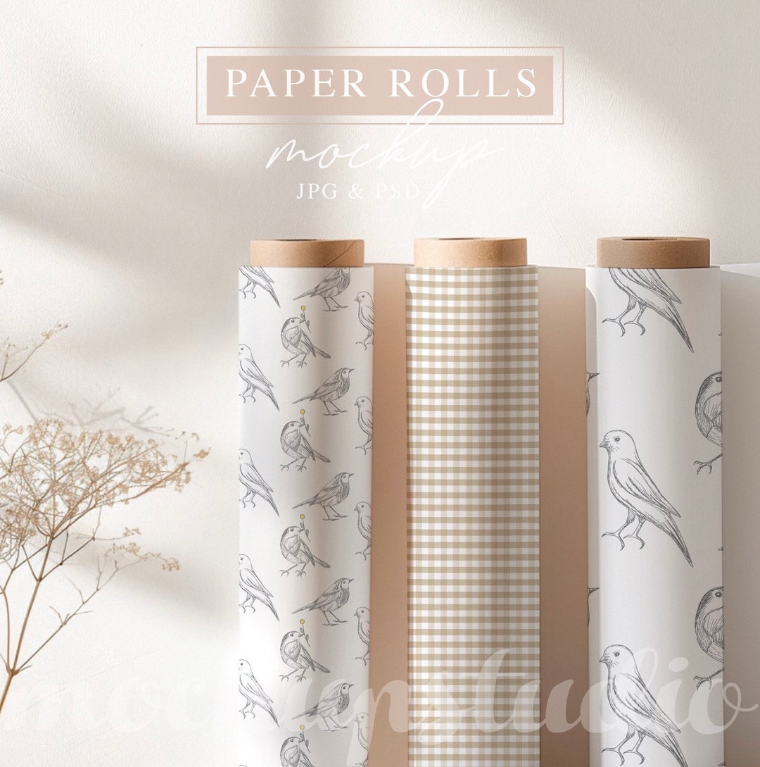 Digital Mockup Gift Wrap Paper Rolls, Seamless Pattern Display ...