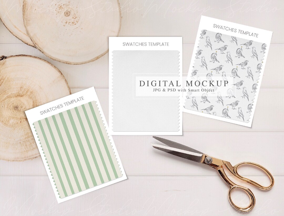 Fabric Sample Mockup, Textile Swatches Mockup, PSD Smart Object, Fabric ...