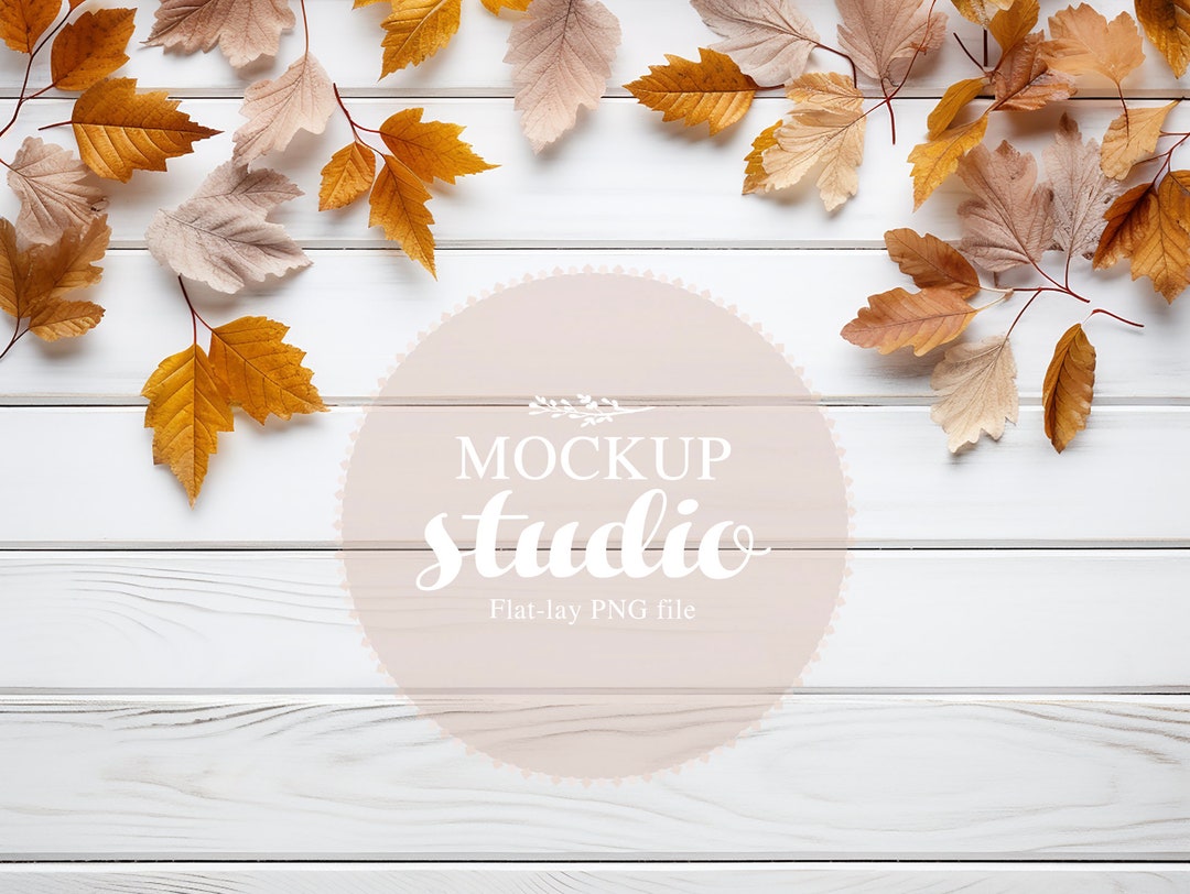 Cream Tones Autumn Leaves Mockup, Fall Stock Photo Minimalist, Fall ...