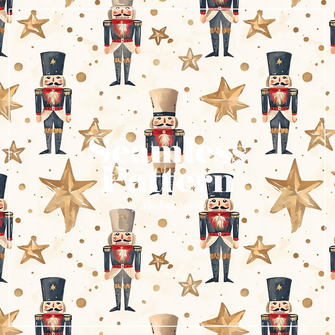 Christmas Nutcrackers Seamless Pattern, Holiday Vintage Watercolor ...