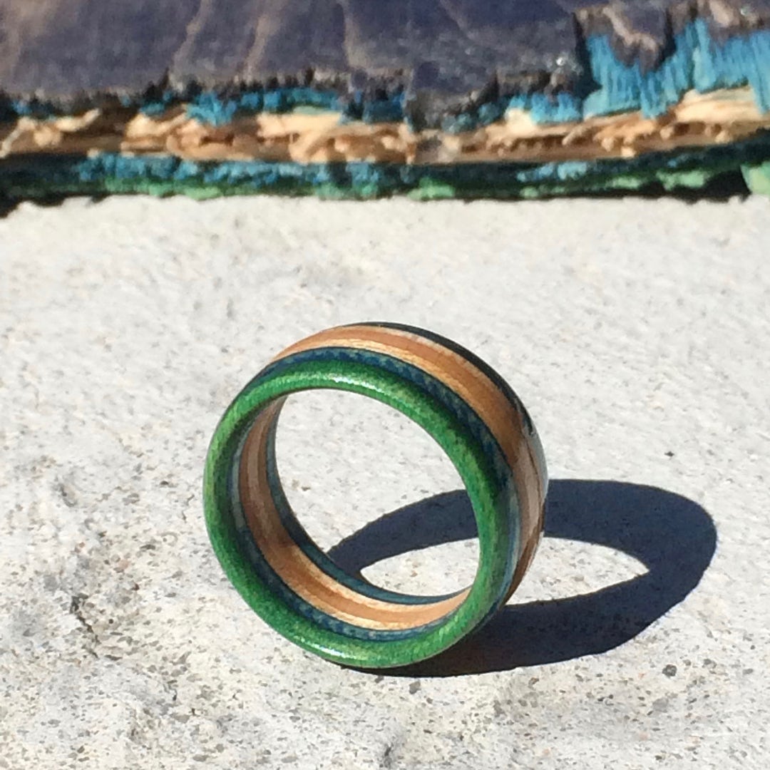 Recycled Skateboard Rings 2 Left // Handcrafted Wood Ring - Etsy