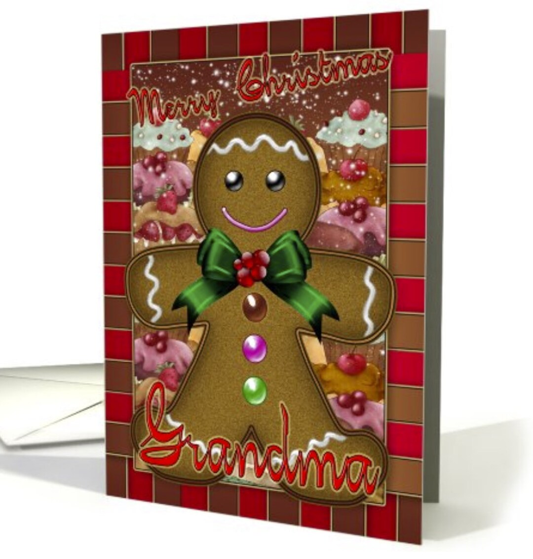 Grandma Gingerbread Man Christmas Card 5x7 Glossy - Etsy