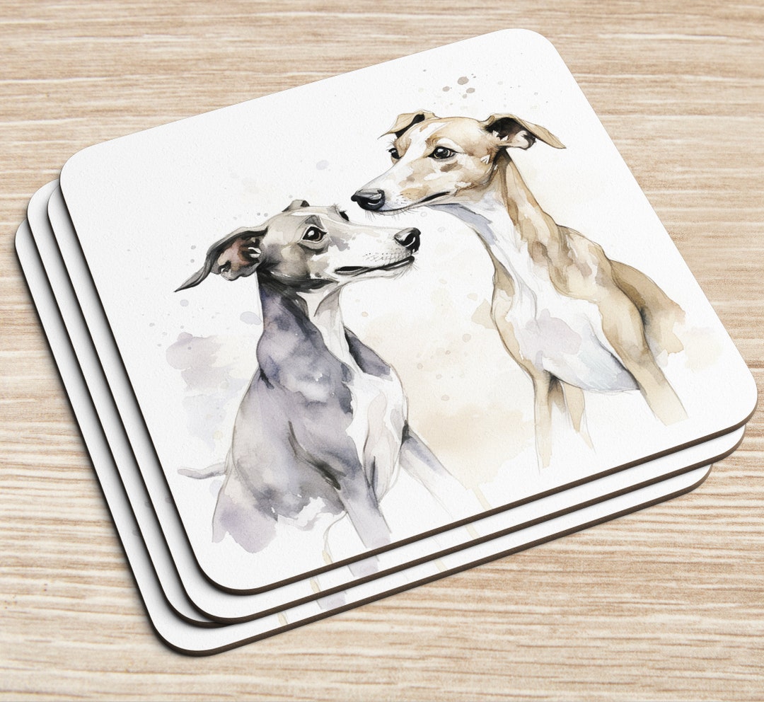 Greyhound Watercolor Print, Set of 4 or Single Art Coasters | Home Gift ...