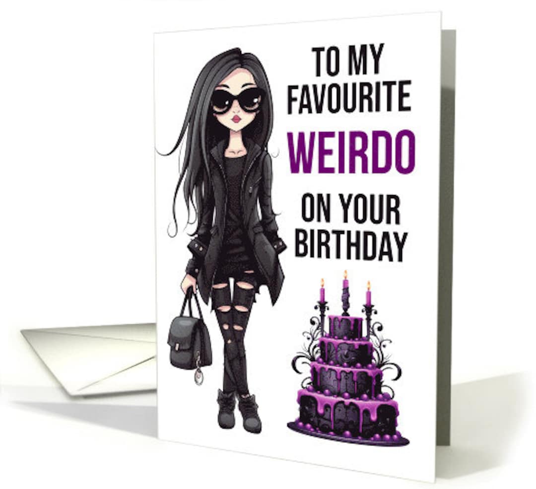 Goth Birthday Female With Cute Raven and Rose Goth Cupcake Weirdo Card ...