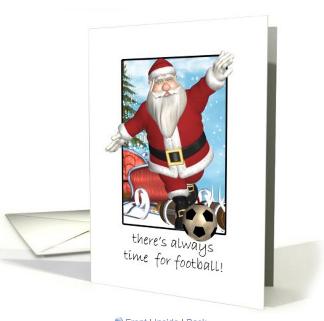 Christmas Card, Football, Football Santa, Soccer Santa, Greeting Card ...