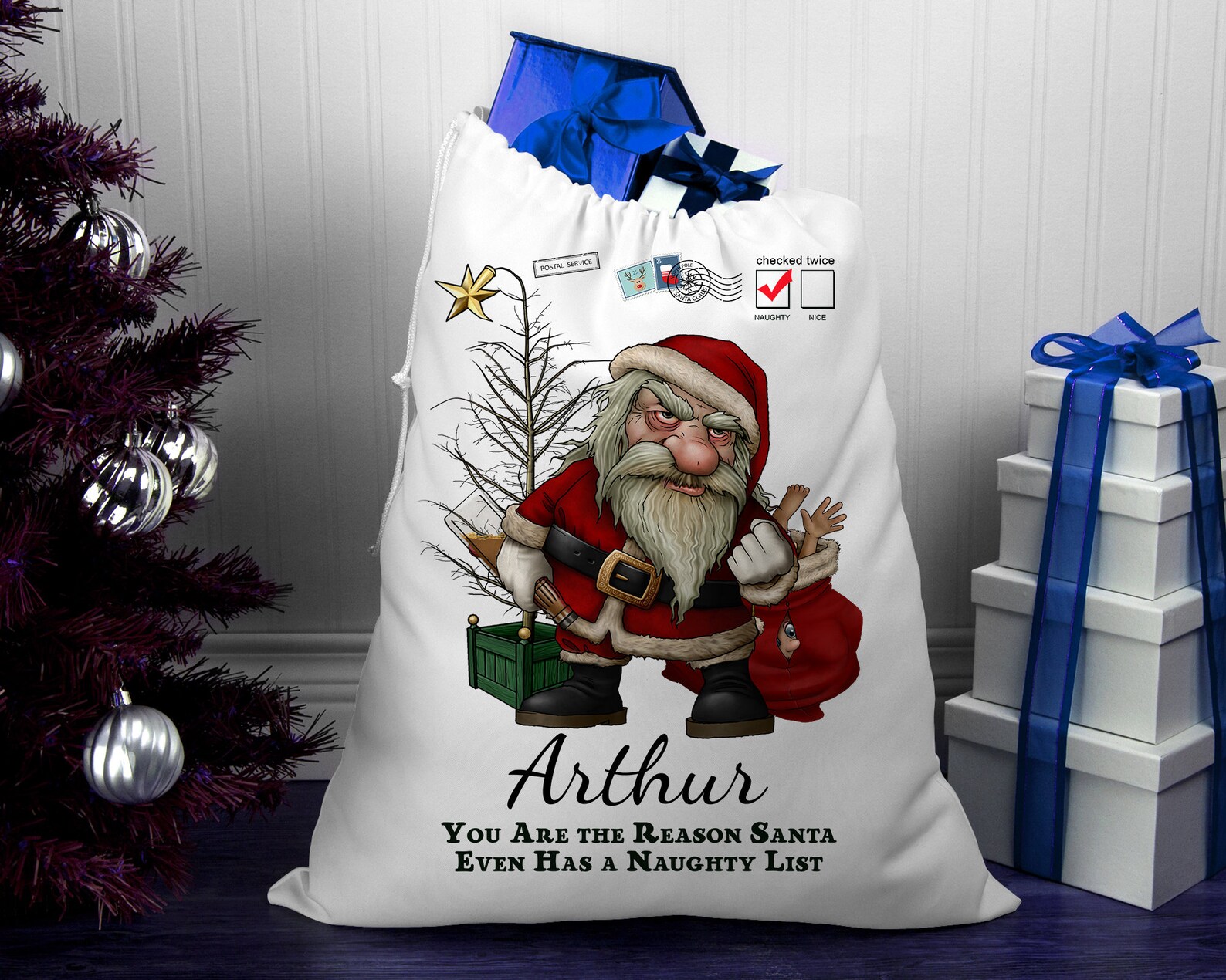 Bad Santa Naughty Santa Christmas Sack Christmas Sack - Etsy Australia