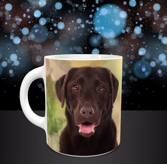 Chocolate Labrador Mug Oil painted Chocolate Labrador print | Etsy
