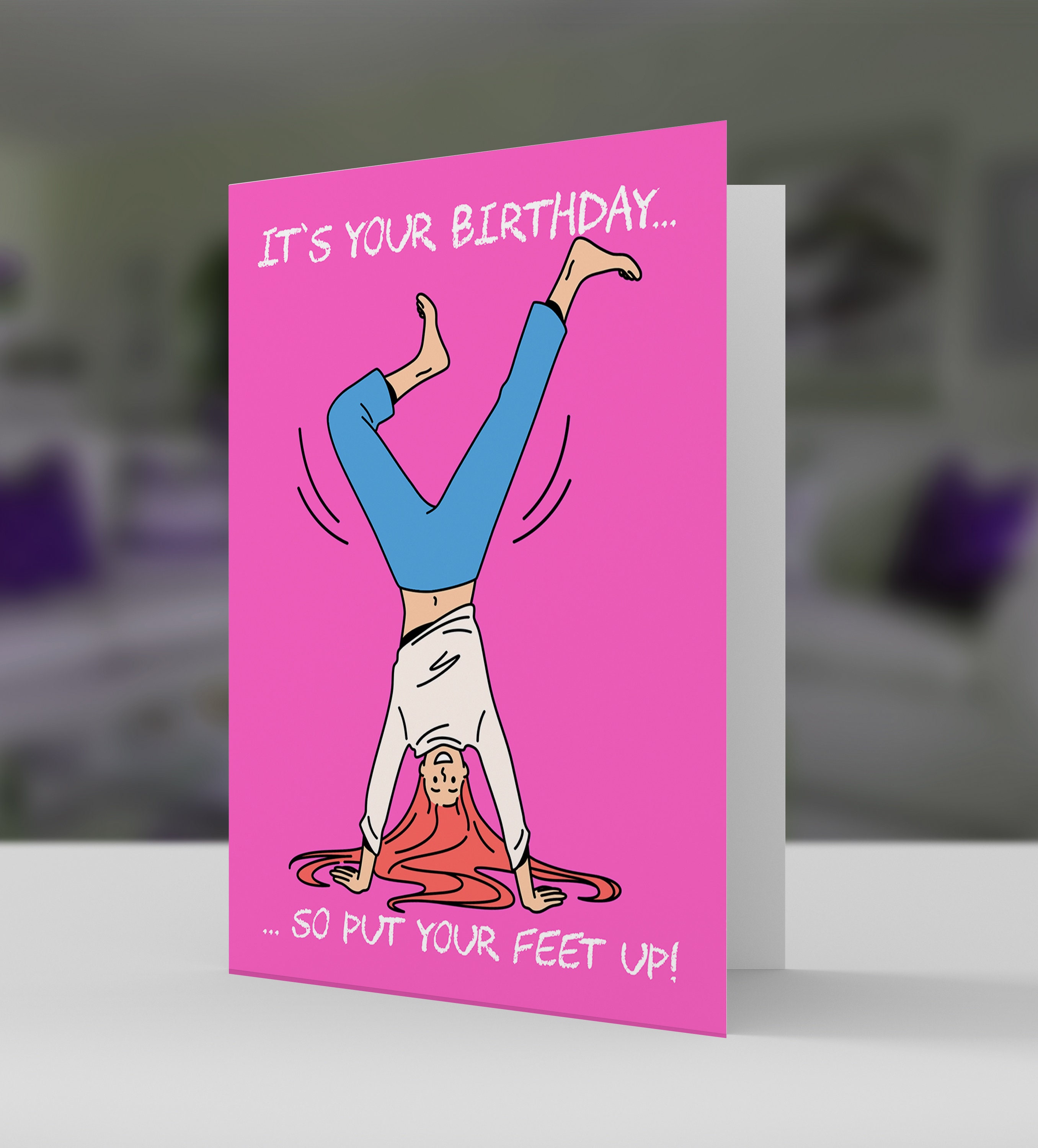 Put Your Feet up Birthday Card With Upside Down Person - Etsy