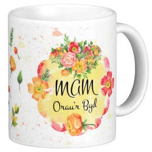 Welsh Mam Birthday Mug, With Watercolor Flowers, Mam Orau'r Byd (best ...