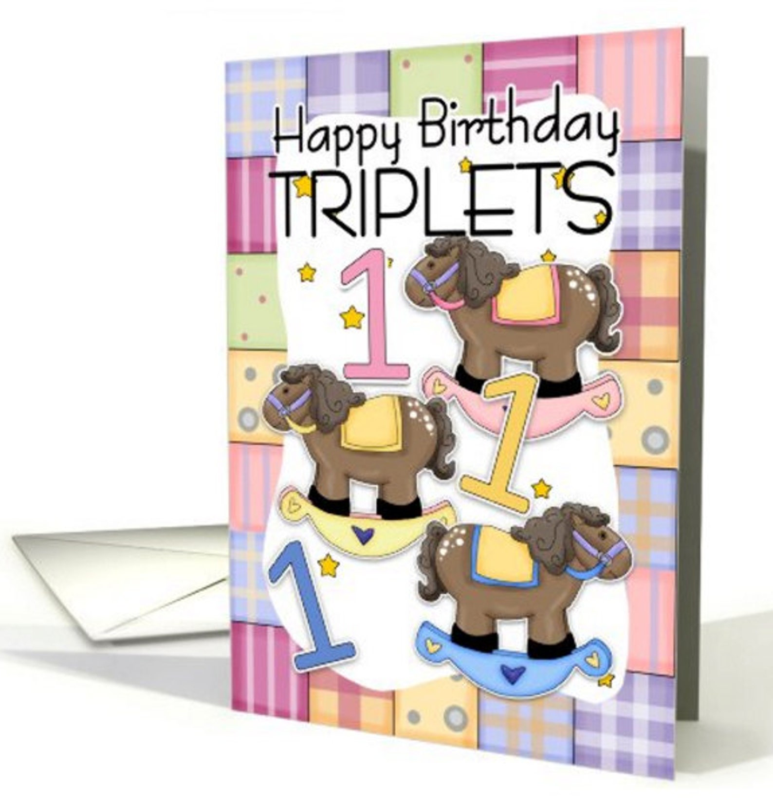 Triplets First Birthday Card Three Little Rocking Horses - Etsy