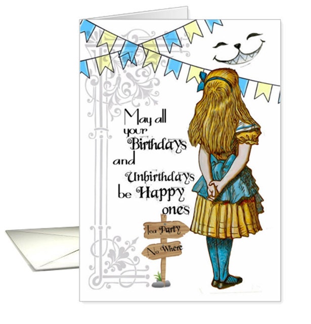 Alice in Wonderland Alice Birthday Greeting Card Alice - Etsy