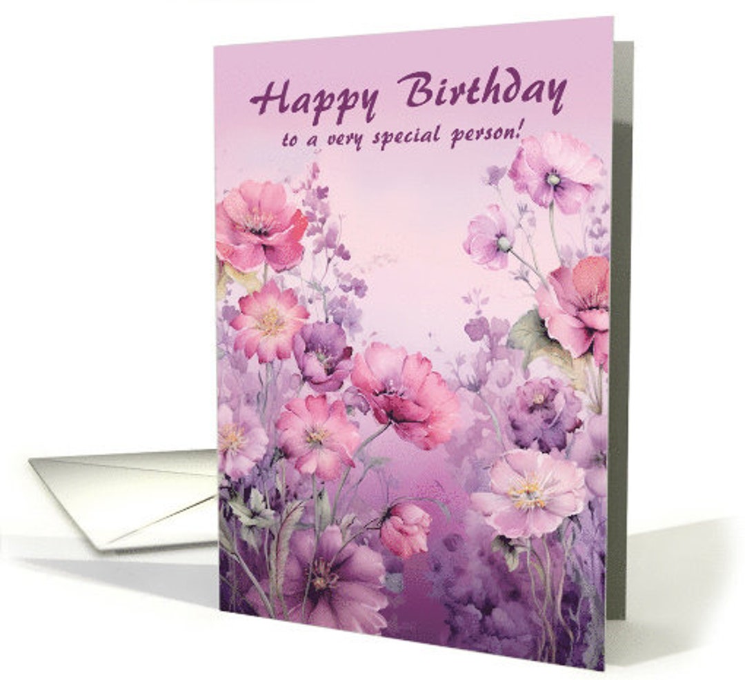 Happy Birthday to a Very Special Person in Tones of Pinks and Purples ...