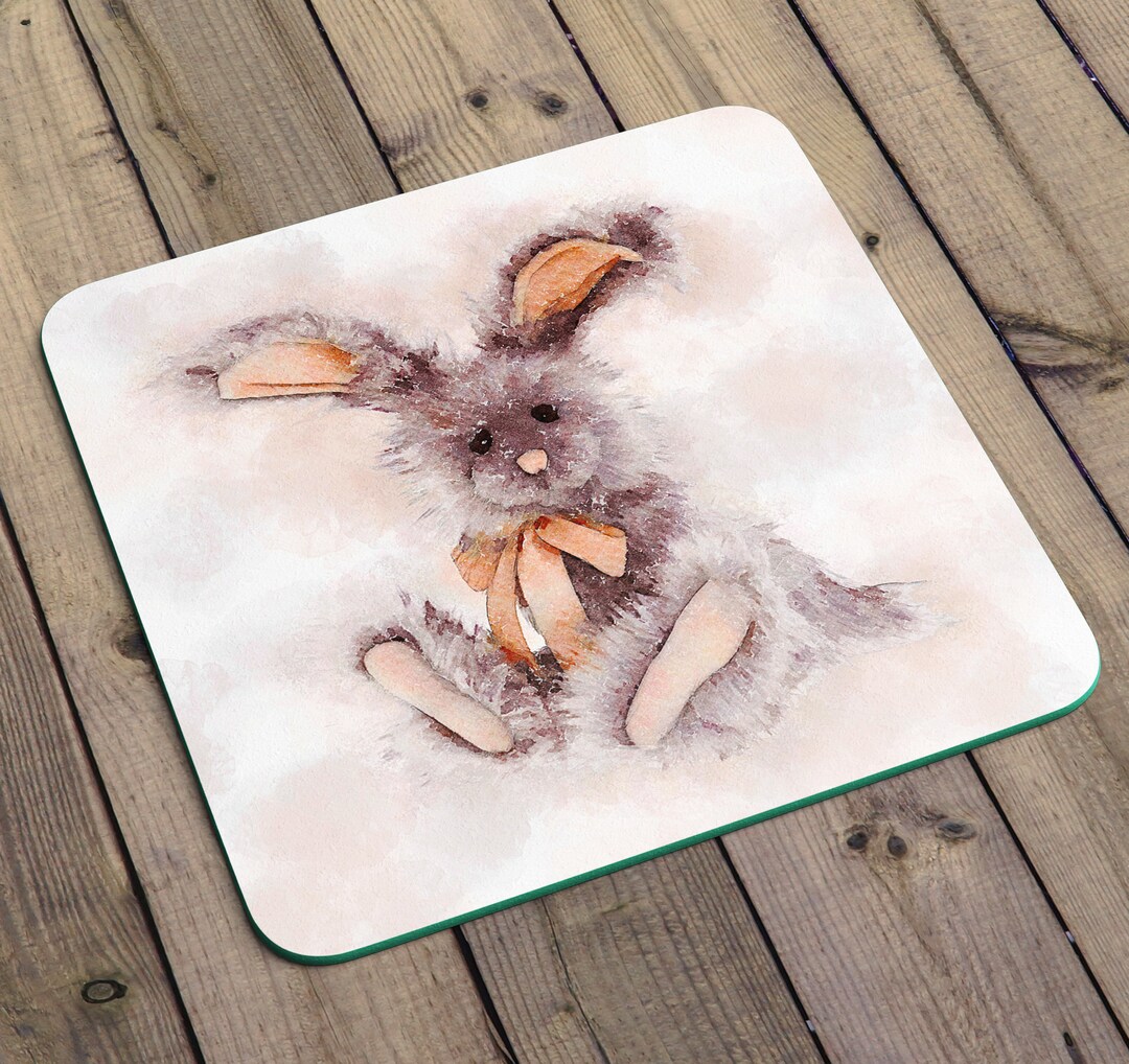 Set of 4 Rabbit Coasters Rabbit Art Coaster Home Gift Home Ware ...