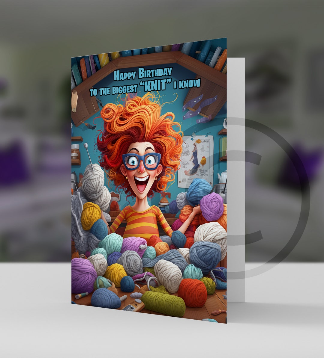 Knitting Birthday Card With Crazy Knitting Lady, to the Biggest Knit I ...