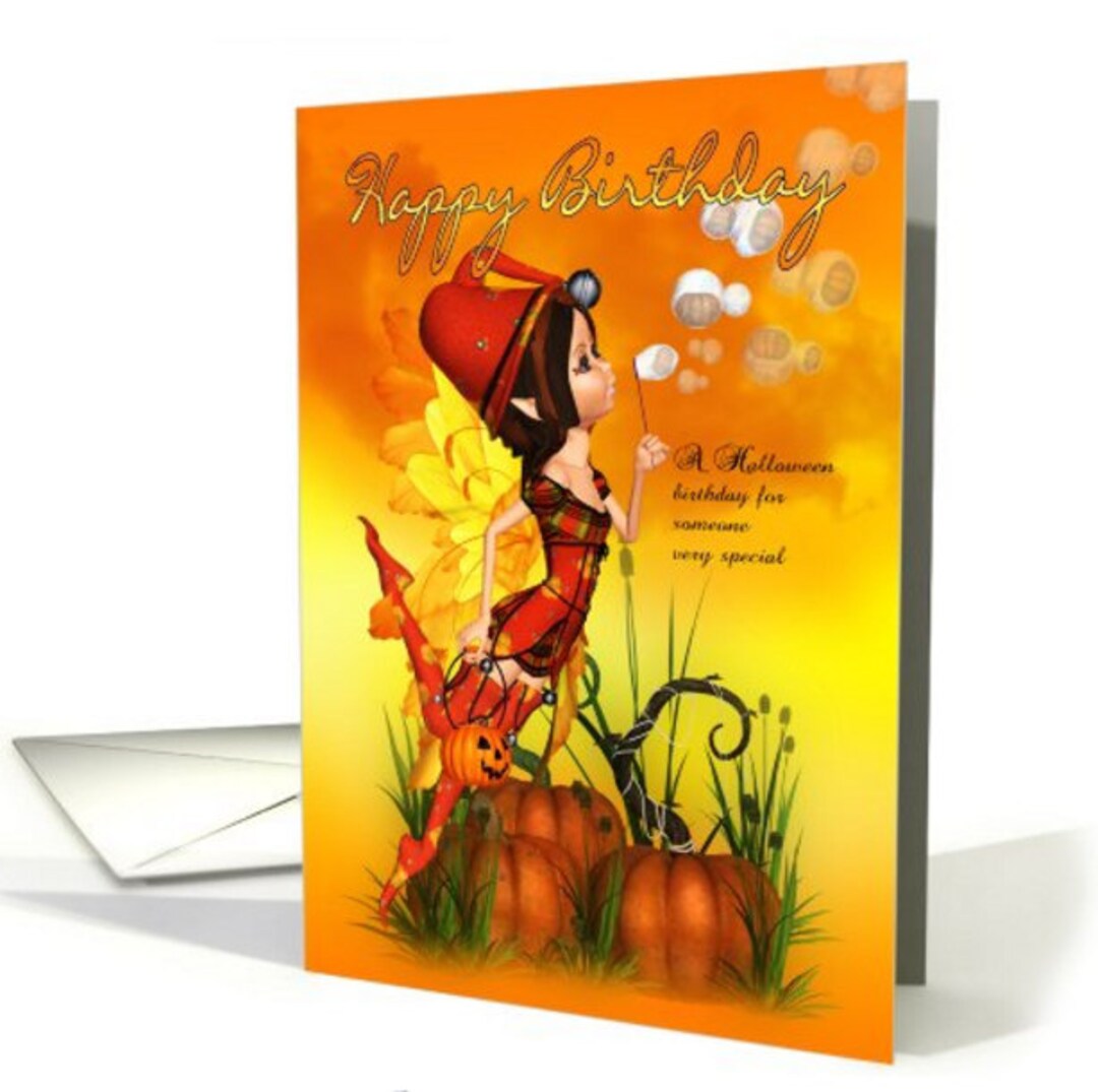 Halloween, Fairy Birthday Card - Fairy Blowing Bubbles Birthday Card ...