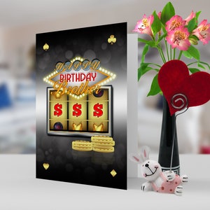 Birthday Greeting Card Casino Theme With Slots and Coins Card - Etsy