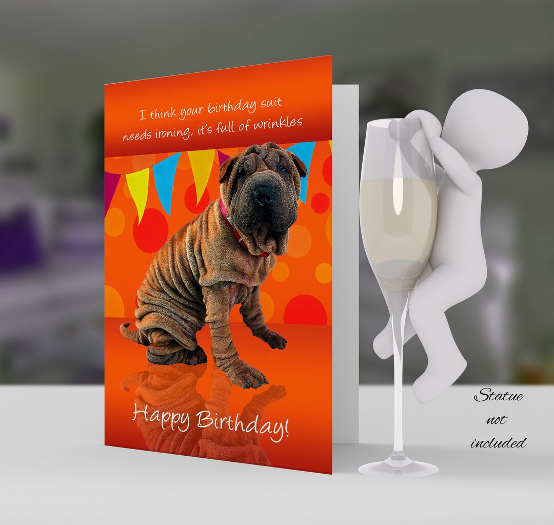 Fun Shar Pei Birthday Card With Birthday Humor 5x7 Card and Envelope - Etsy