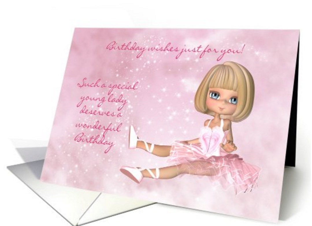 Ballerina Birthday Greeting Card, the Cutest Ballet Dancer in Glorious ...