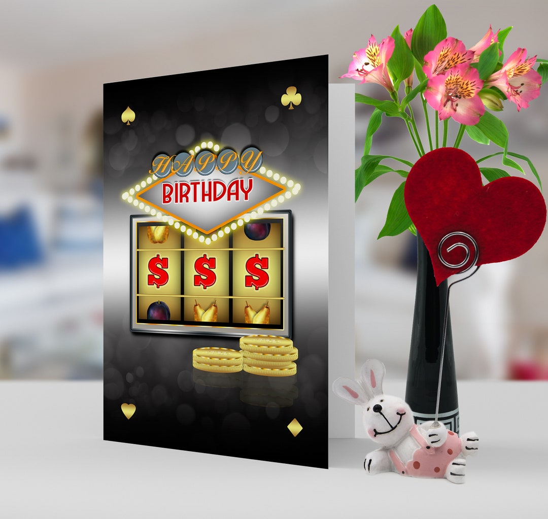 Birthday Greeting Card Casino Theme With Slots and Coins Card - Etsy