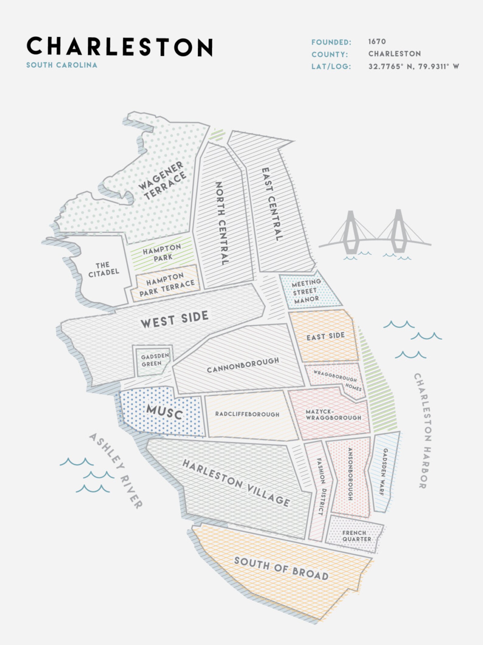 Whimsical Charleston SC Neighborhood | Map Poster | Unframed - Etsy Canada