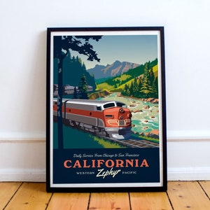 Set of 2 | Southwest Chief, California Zephyr | Train Travel Poster ...