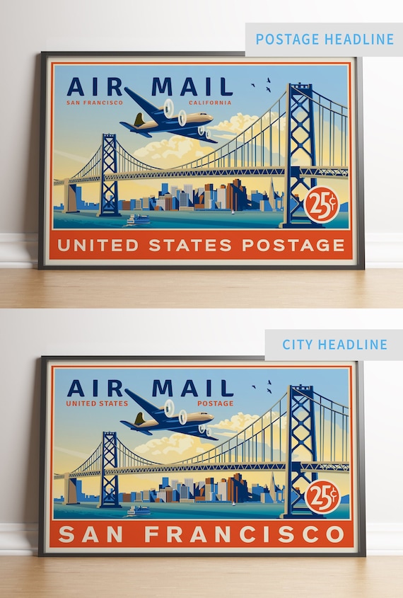 San Francisco California USPS Stamp Poster 2 Variations - Etsy UK