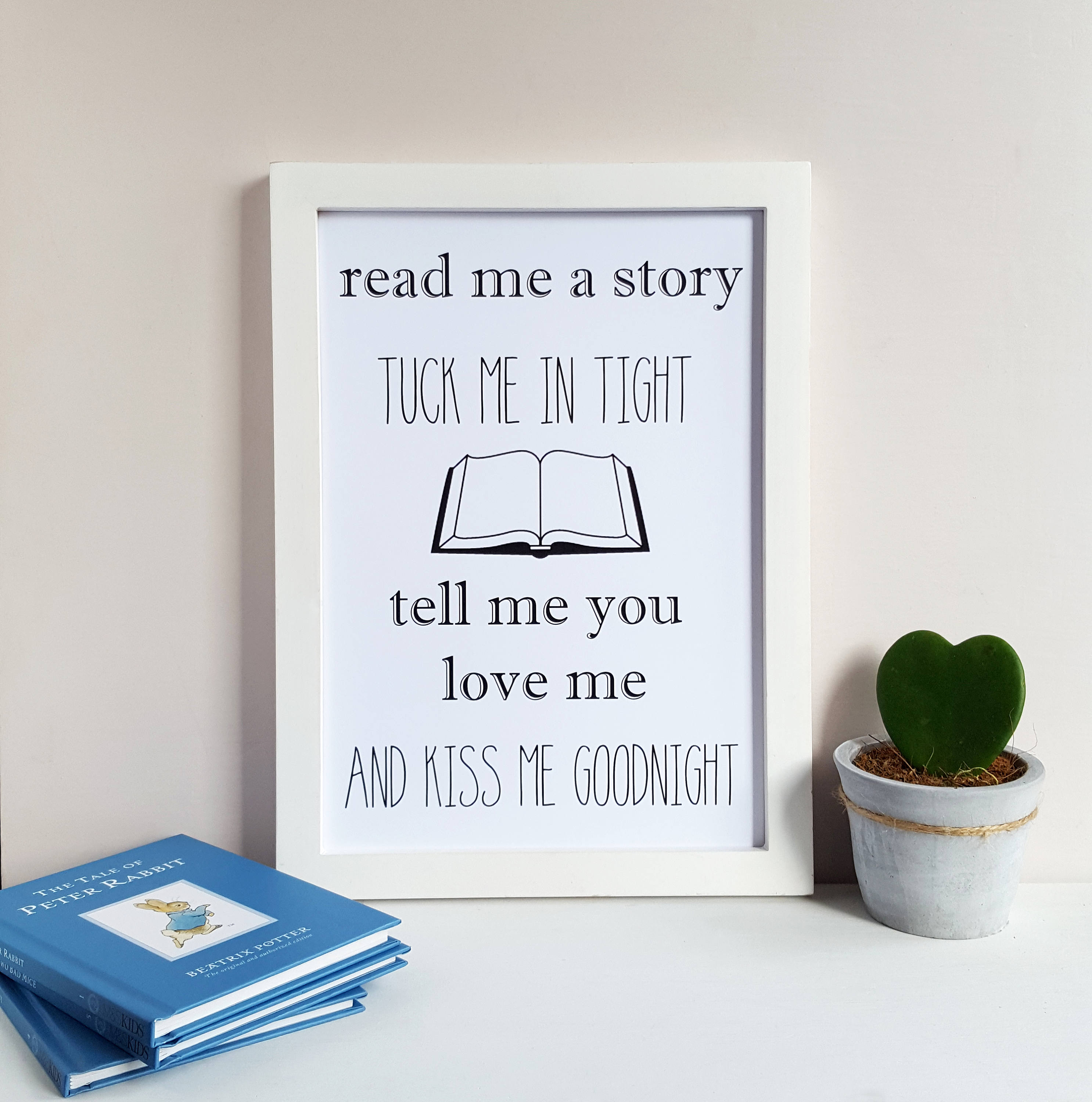 Read Me A Story Print Baby Shower Gift Nursery Bookshelf Literary ...