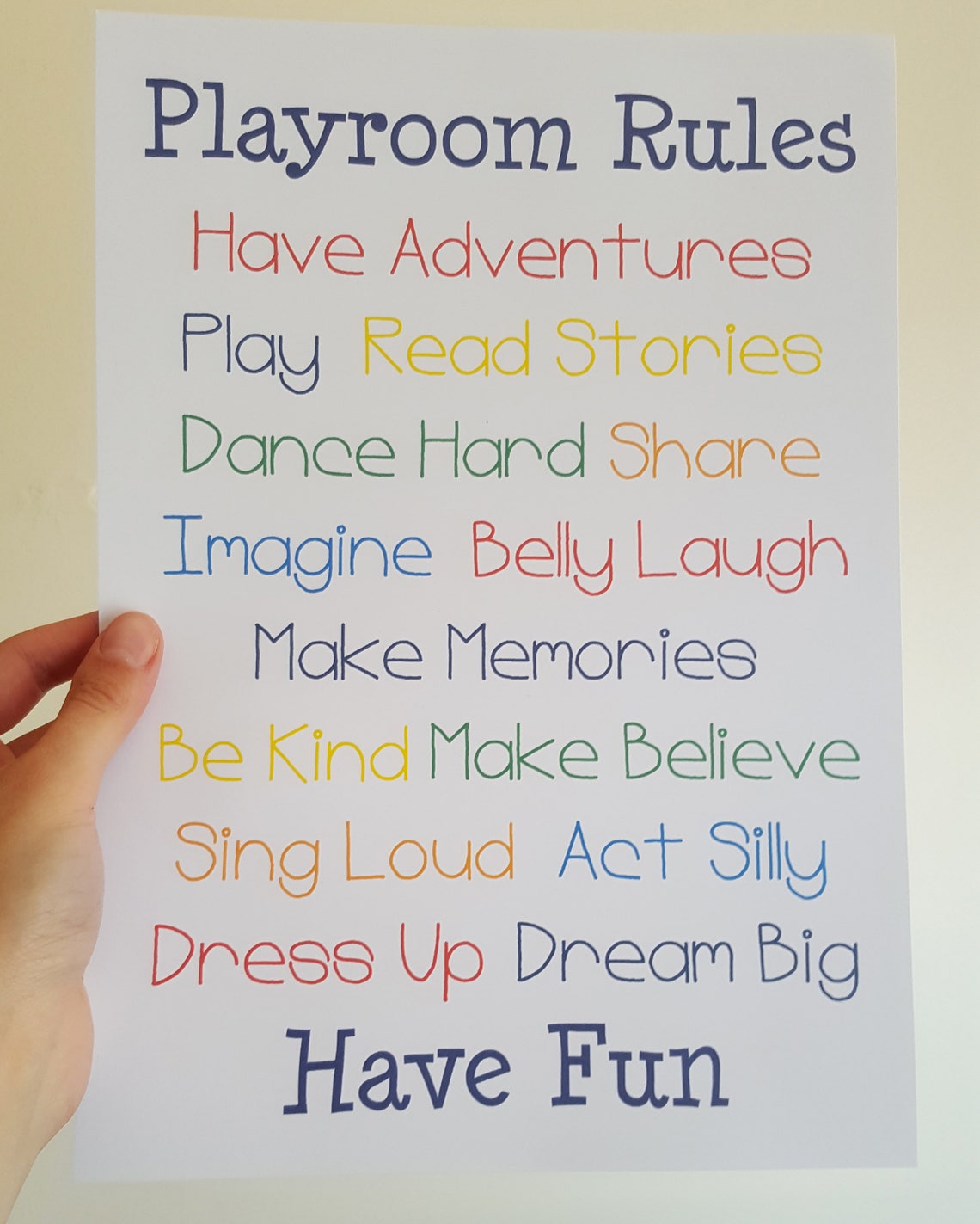 Playroom Rules Print Kids Bedroom Sign New Home Gift | Etsy