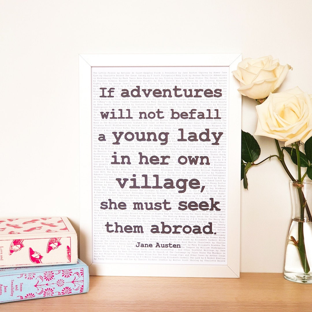 Jane Austen Quote Print Northanger Abbey Wanderlust Gift Reading Nook ...