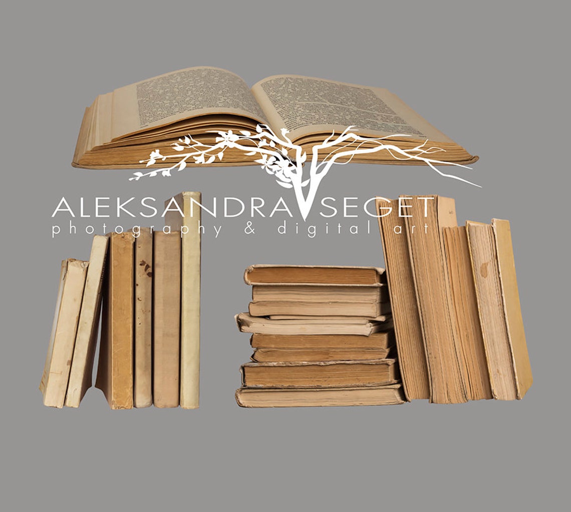 Old Books Photo Overlays: Scrapbook Photography (PNG, PSD) - Etsy