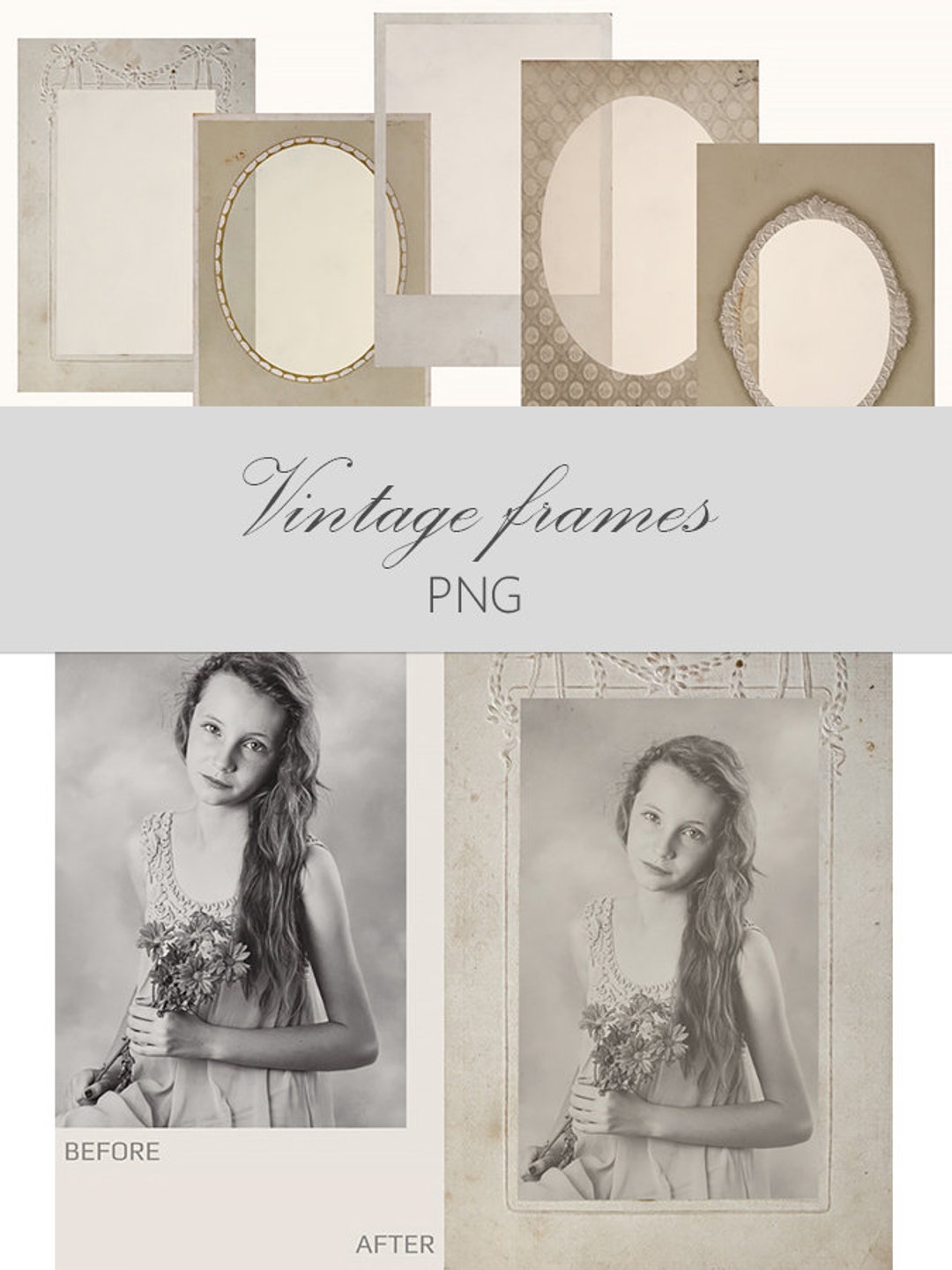 Frame Vintage Digital Overlay, Photo Overlays, Frame Photo Overlay ...