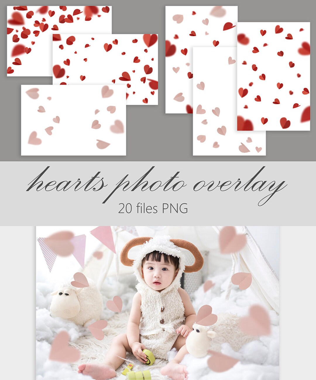 Paper Hearts Photo Overlay Valentines Heart Photography - Etsy