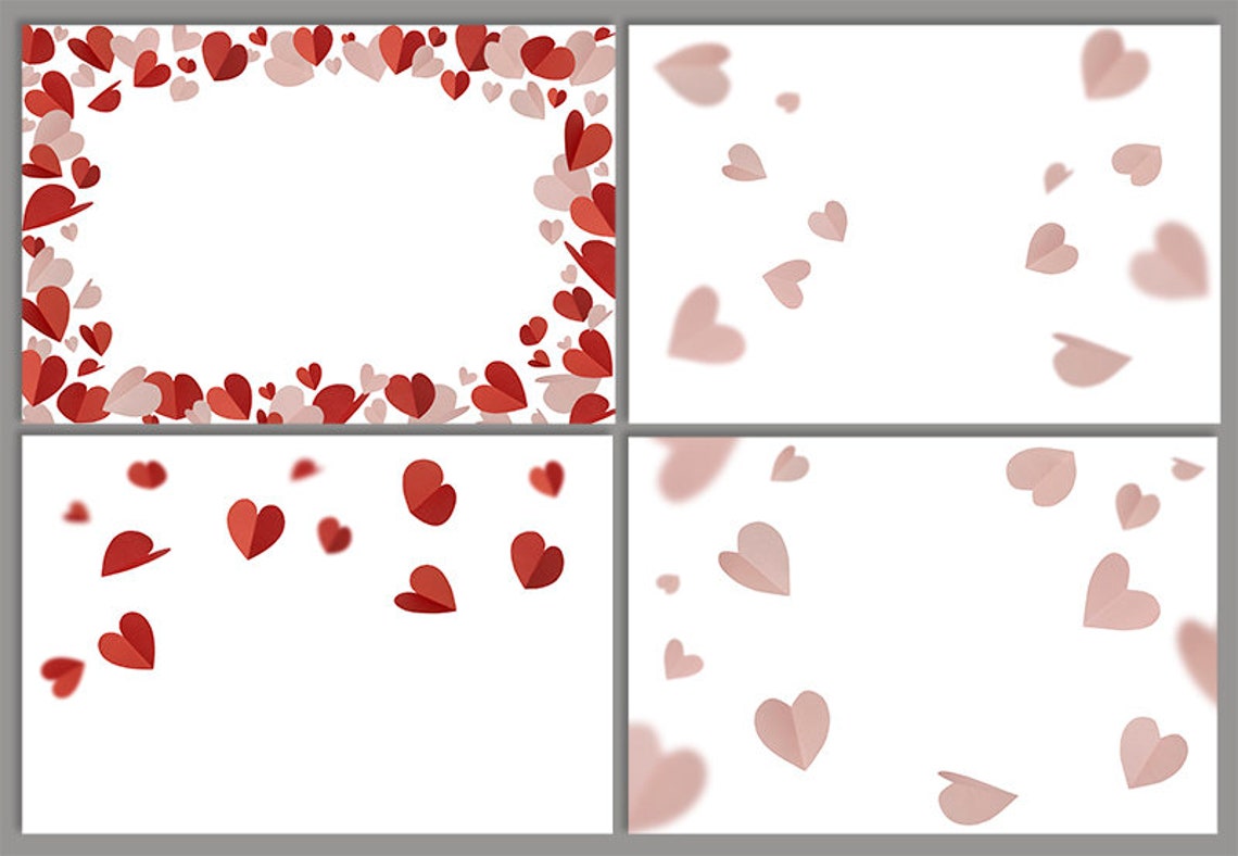 Paper hearts photo overlay Valentines heart photoshop | Etsy