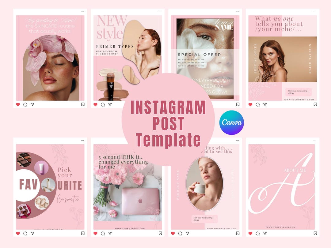Pink Instagram Post Template | Editable Canva Social Media Posts for ...