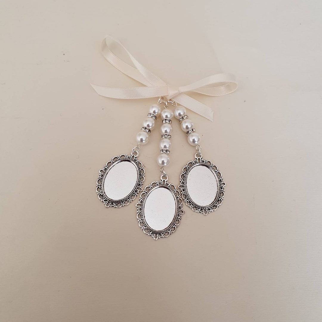 Wedding Bouquet Charm, Photo Charm Locket, Memorial Charm, Triple Oval ...