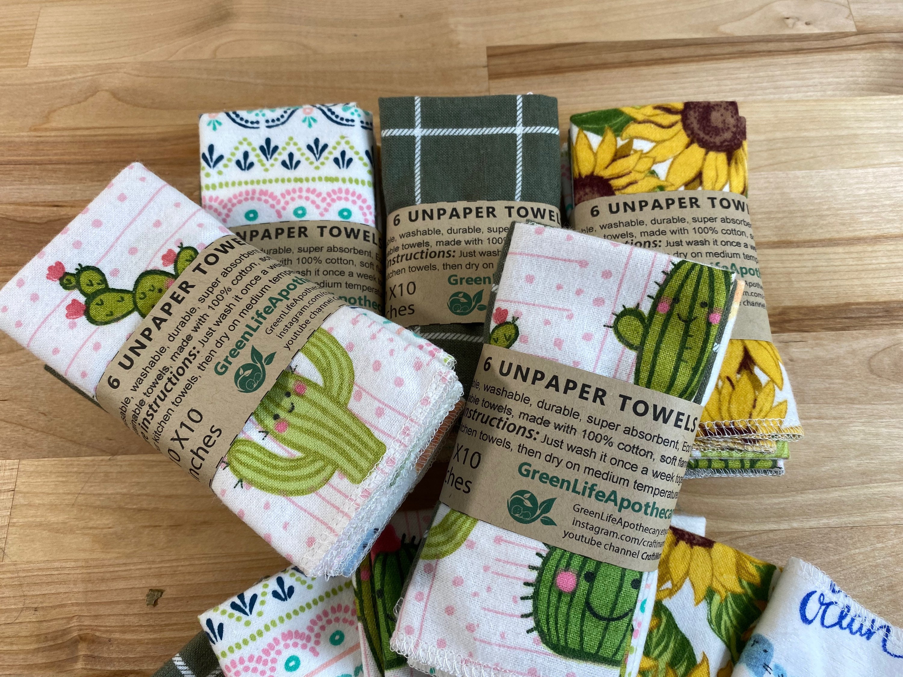 Reusable Flannel Napkins/towels Multi Colors Patterns SINGLE LAYERED ...