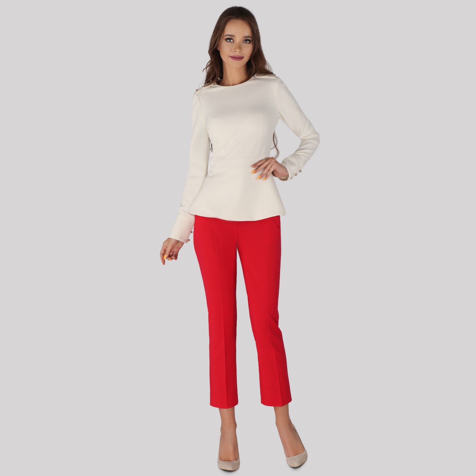 Ivory Basque Blouse Peplum Blouse Blouse Ivory Blouse With - Etsy