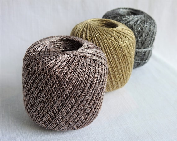 Metallic yarn for crochet tatting knitting embroidery. | Etsy