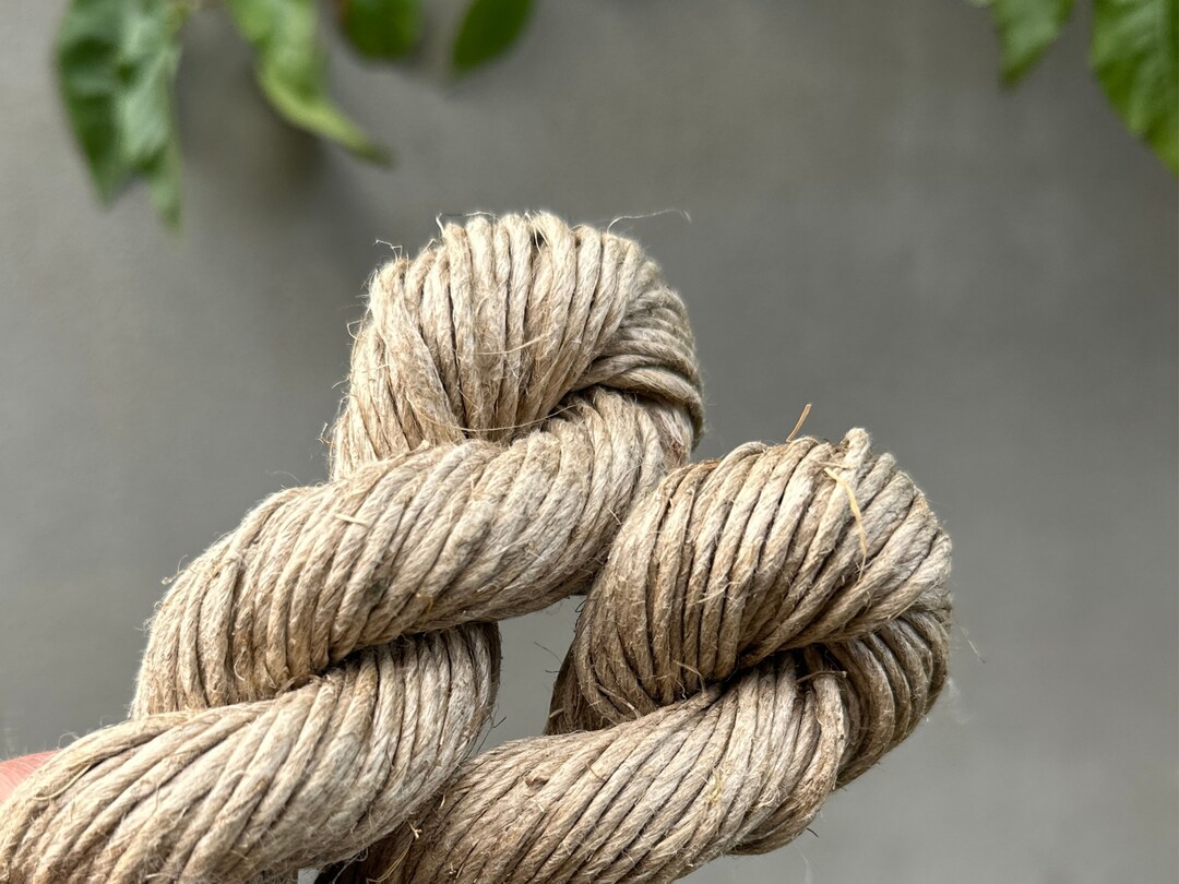 Linen Twine. Thick Natural Unpolished Organic Yarn for Weaving, Macrame ...