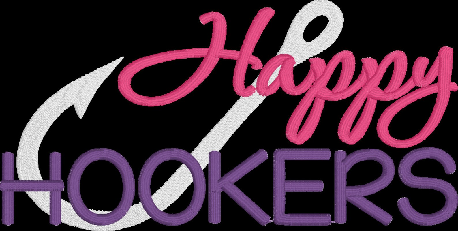Happy Hookers Machine Embroidery Fill Satin Stitch Fishing Team Design ...