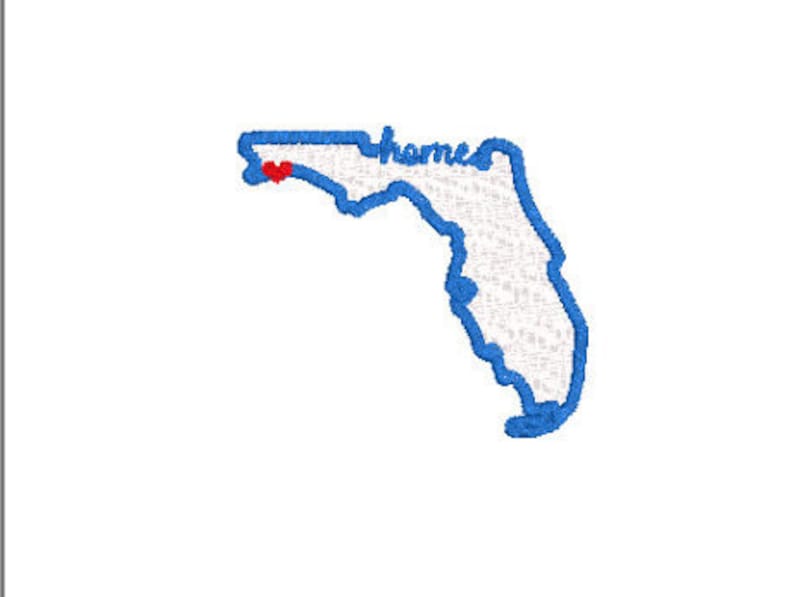 Florida Home State With Heart Embroidery Design File Machine Applique ...