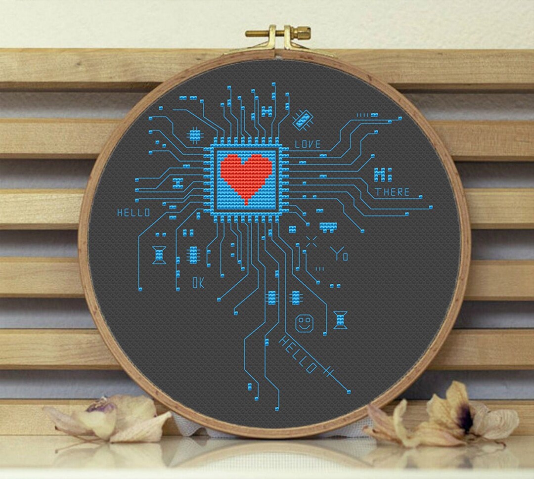CPU Cross Stitch Pattern Heart Funny Embroidery Design Pdf Matrix ...