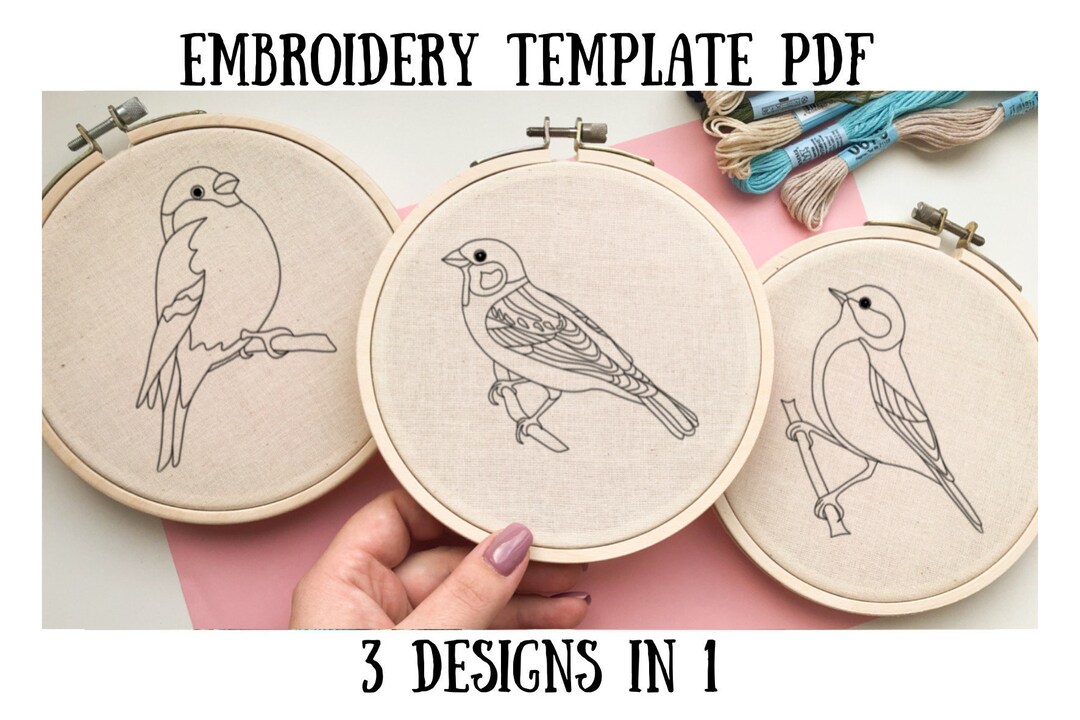 Bird Embroidery Pattern PDF, Printable Butterfly Template for Hand ...